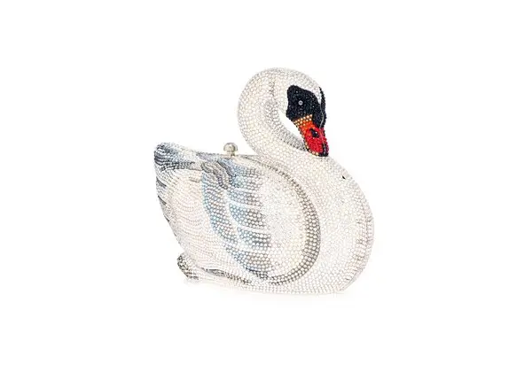 Judith Leiber Swan Odette Crystal Embellished Novelty Handbag - White