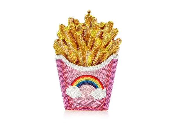 Judith Leiber French Fries Rainbow Crystal Clutch - Pink