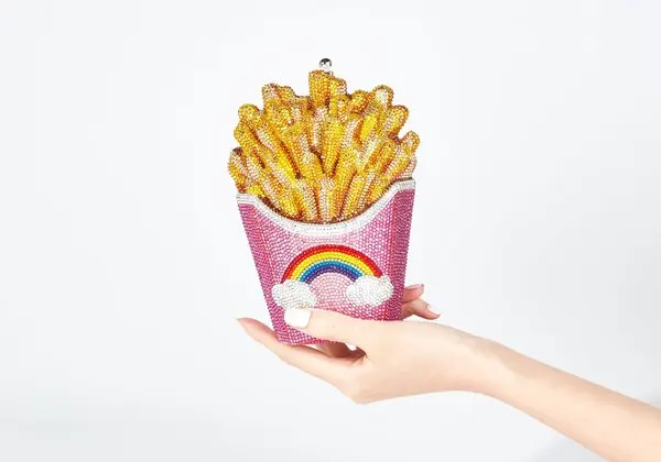 Judith Leiber French Fries Rainbow Crystal Clutch - Pink