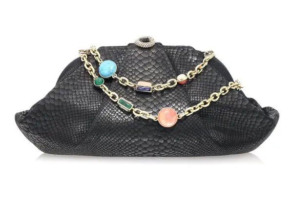 Judith Leiber Grande Gemma Embossed Clutch - Black