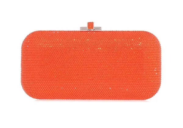 Judith Leiber Embellished Crystal Evening Clutch With Sliding Closure - Orange