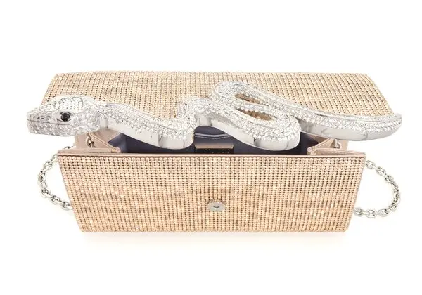 Judith Leiber Crystal Serpent Evening Bag - Beige