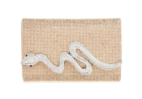 Judith Leiber Crystal Serpent Evening Bag - Beige