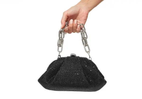 Judith Leiber Crystal Clutch With Chain Strap - Black