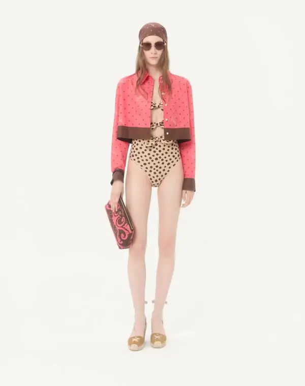Valentino Garavani Lycra One-piece Swimsuit - Beige/chocolate