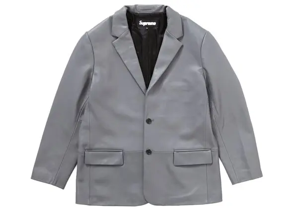 Supreme Leather Blazer Jacket - Grey