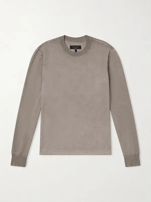 Rag & Bone Ribbed Cotton Crewneck Sweater - Neutrals