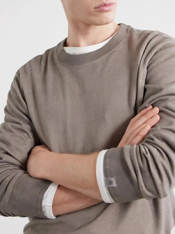Rag & Bone Ribbed Cotton Crewneck Sweater - Neutrals