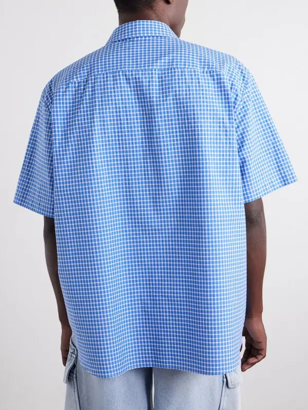 Loewe Paula's Ibiza Logo-embroidered Checked Cotton-poplin Shirt - Blue