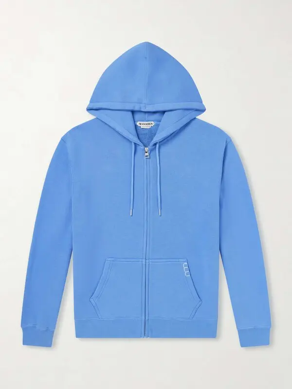 JW Anderson Cotton-jersey Zip-up Hoodie - Blue