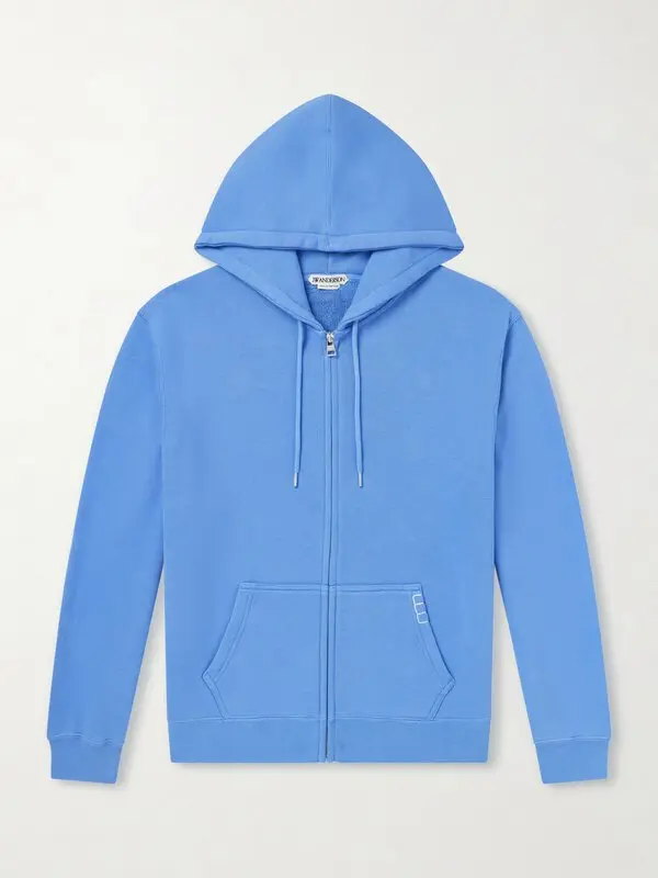 JW Anderson Cotton-jersey Zip-up Hoodie - Blue