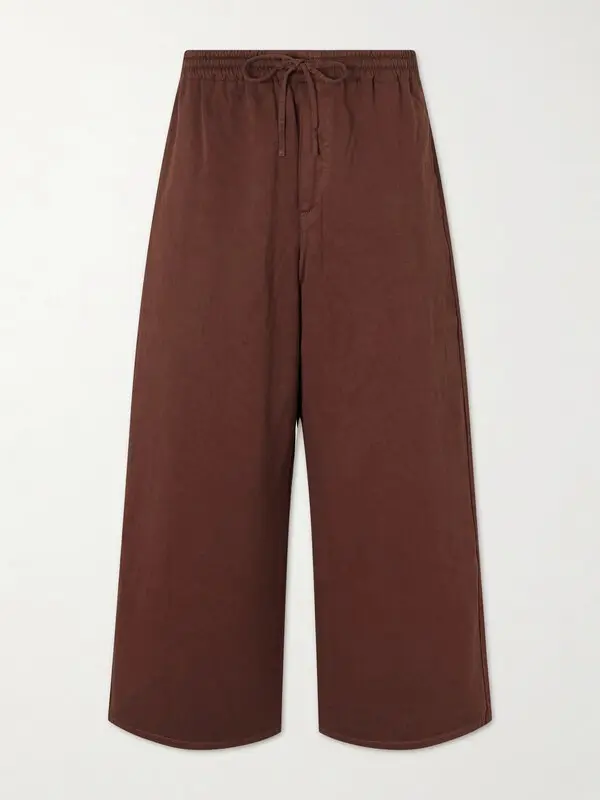 Loewe Wide-leg Cotton Drawstring Trousers - Brown