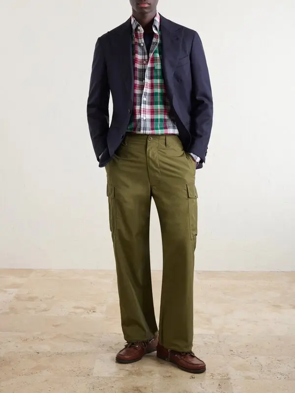 DRAKE'S Button-down Collar Checked Cotton Shirt - Multi