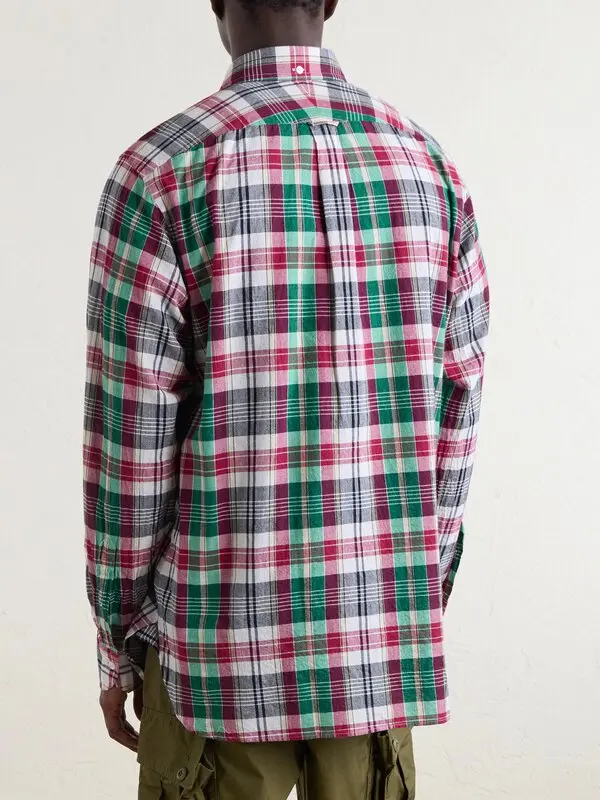 DRAKE'S Button-down Collar Checked Cotton Shirt - Multi