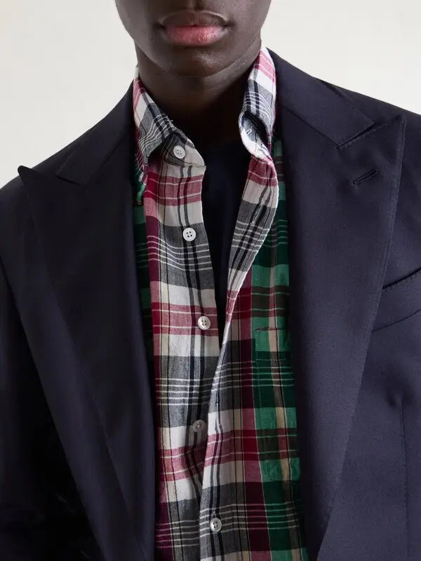 DRAKE'S Button-down Collar Checked Cotton Shirt - Multi