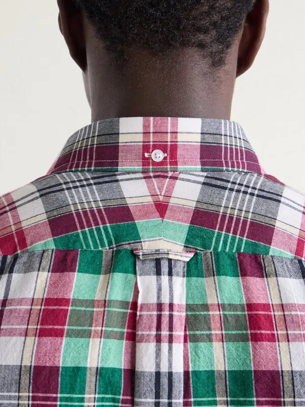 DRAKE'S Button-down Collar Checked Cotton Shirt - Multi