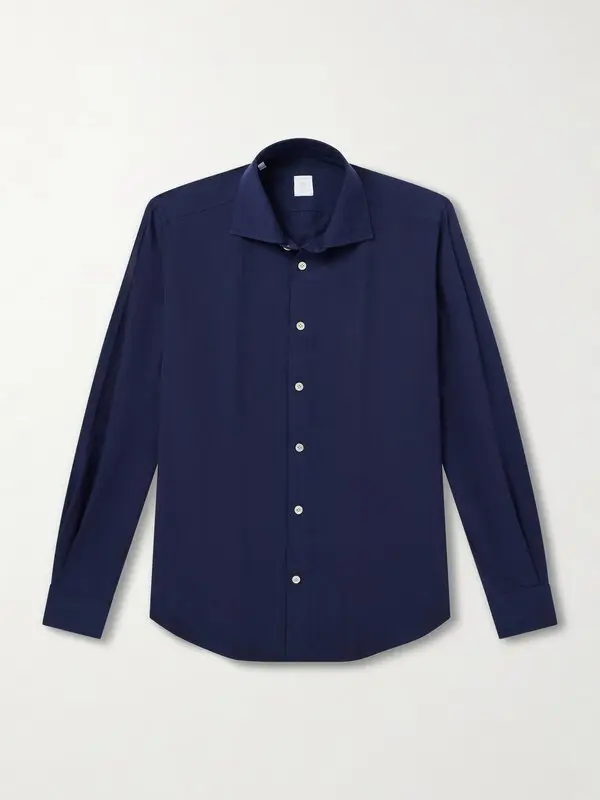 Eleventy Lyocell, Linen And Cotton-blend Shirt - Blue