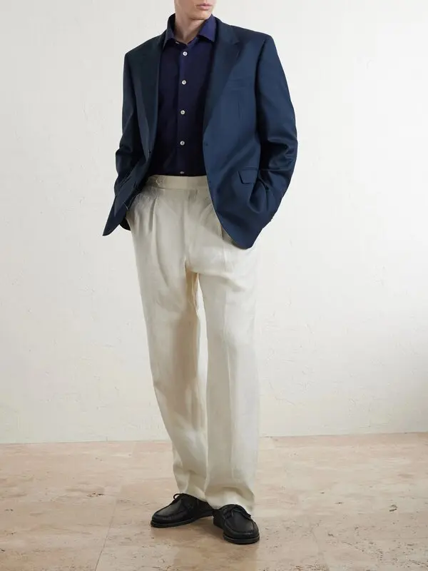 Eleventy Lyocell, Linen And Cotton-blend Shirt