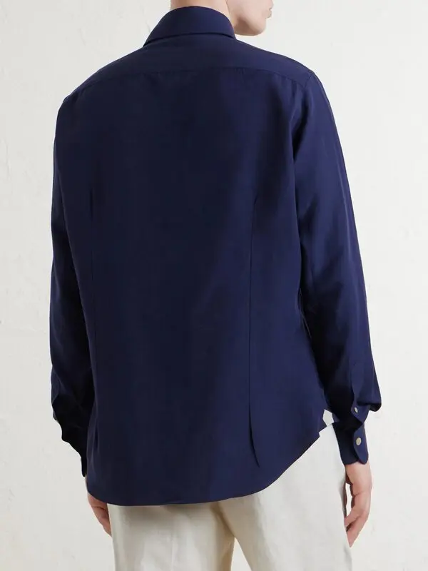 Eleventy Lyocell, Linen And Cotton-blend Shirt