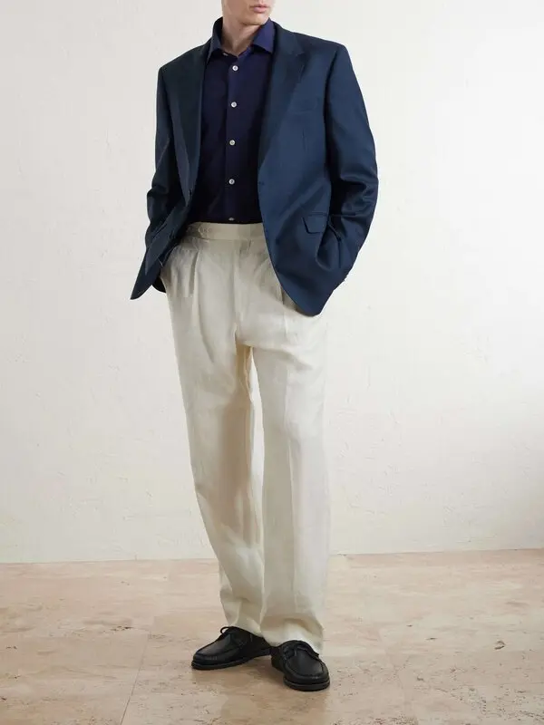 Eleventy Lyocell, Linen And Cotton-blend Shirt
