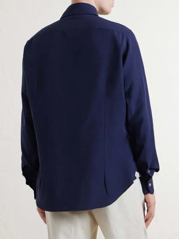 Eleventy Lyocell, Linen And Cotton-blend Shirt