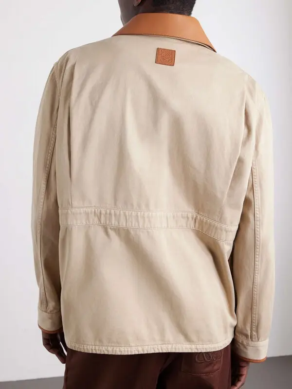 Loewe Paula's Ibiza Leather-trimmed Cotton-twill Blouson Jacket