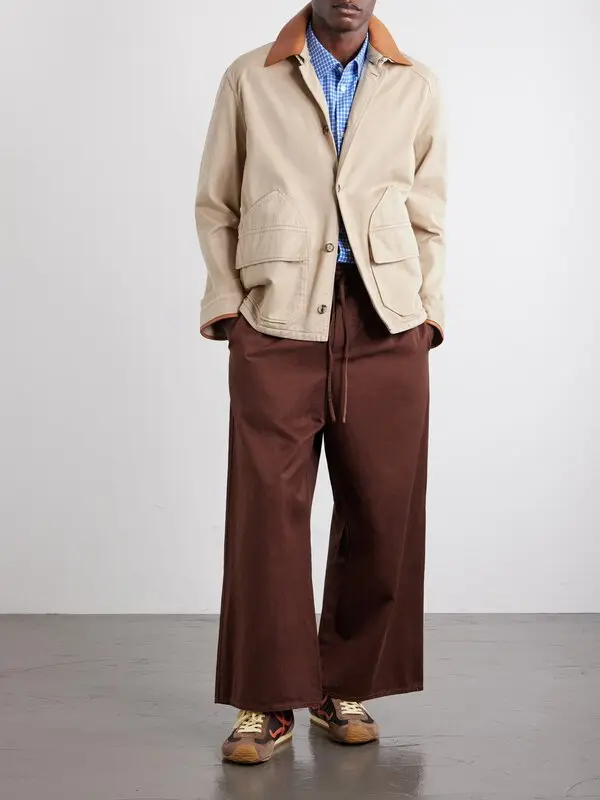 Loewe Leather-trimmed Cotton-twill Blouson Jacket