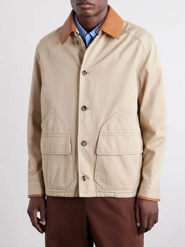 Loewe Leather-trimmed Cotton-twill Blouson Jacket