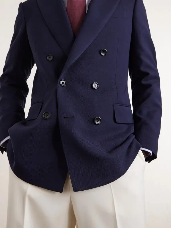 TOM FORD Atticus Double-breasted Wool And Mohair-blend Blazer - Blue