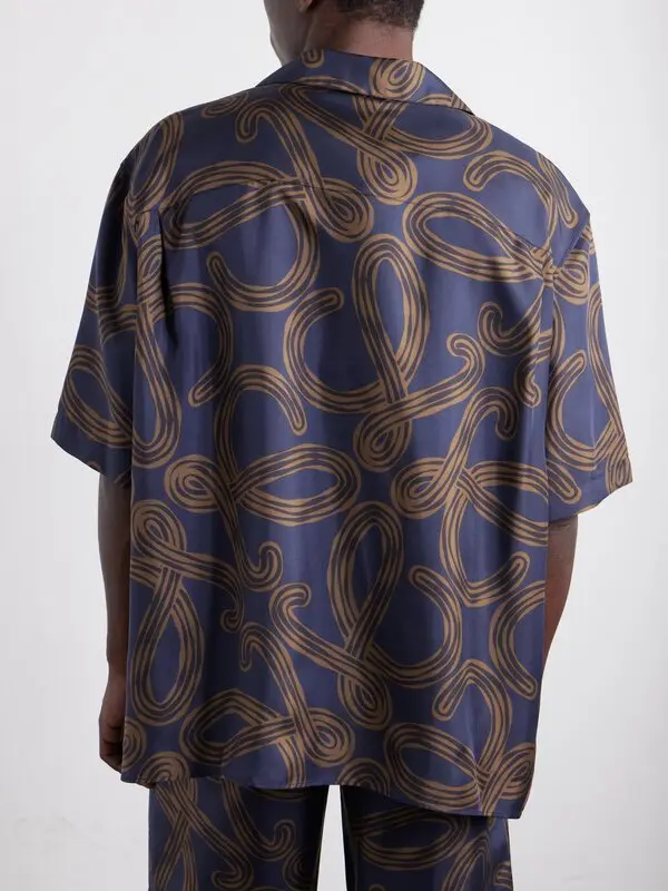 Loewe Paula's Ibiza Convertible-collar Printed Silk-satin Shirt