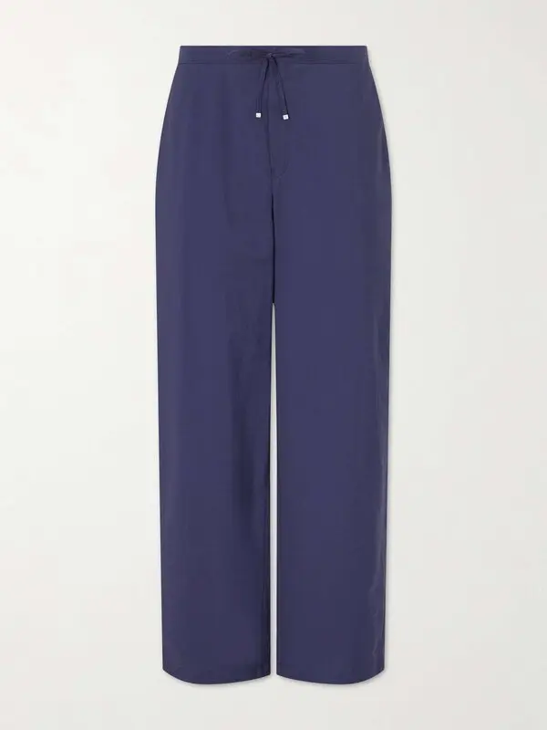 Loewe Paula's Ibiza Straight-leg Cotton-blend Drawstring Trousers - Navy