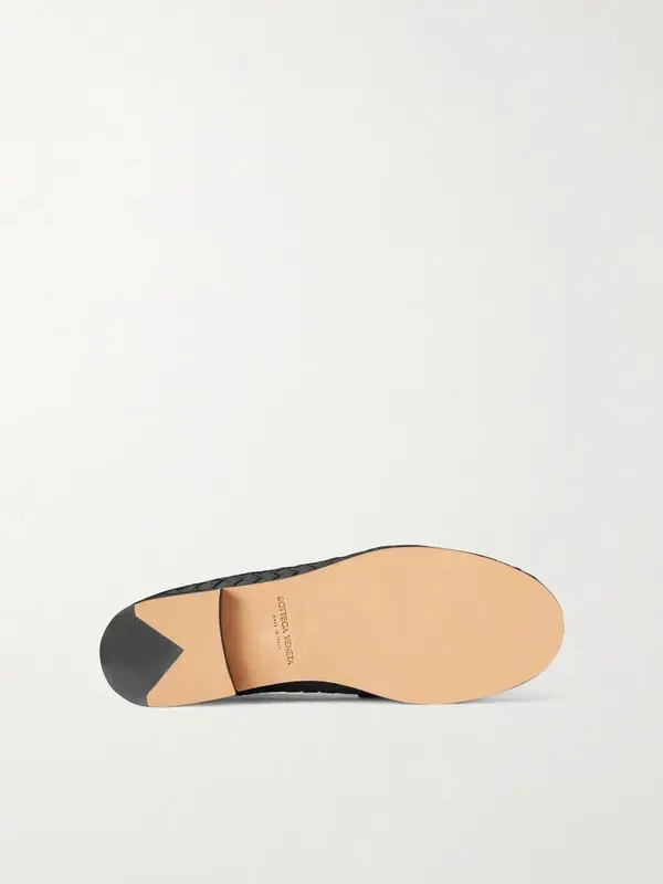 Bottega Veneta Silenzio Intrecciato Leather Loafers - Black