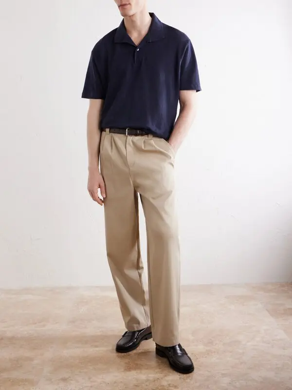Sunspel Linen-piqué Polo Shirt - Blue