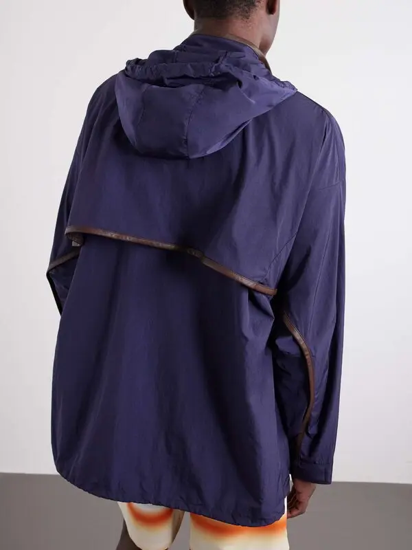 Loewe Paula's Ibiza Logo-debossed Leather-trimmed Ripstop Hooded Jacket