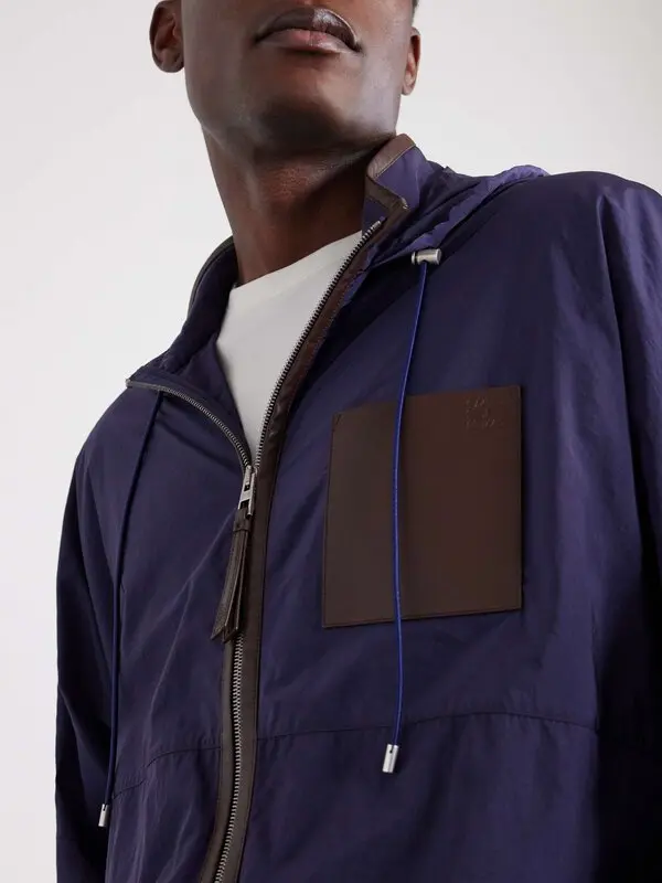 Loewe Paula's Ibiza Logo-debossed Leather-trimmed Ripstop Hooded Jacket