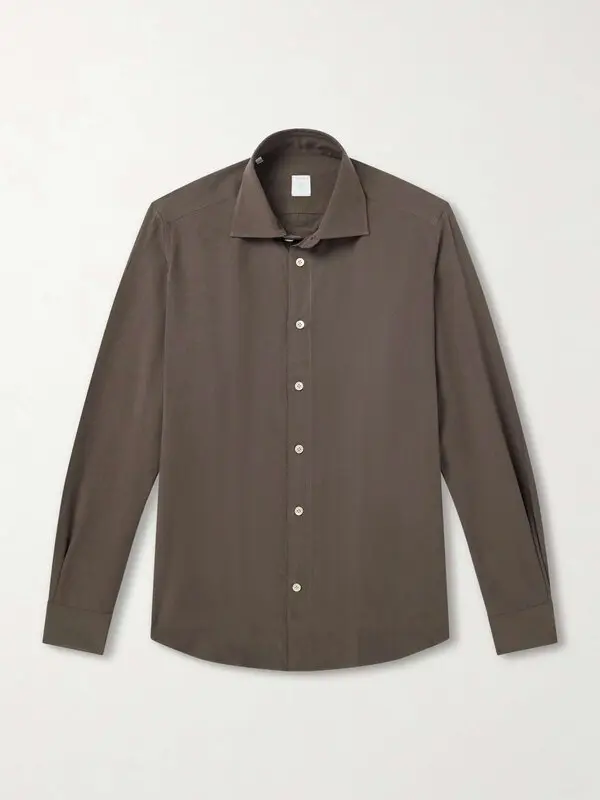 Eleventy Lyocell, Linen And Cotton-blend Shirt