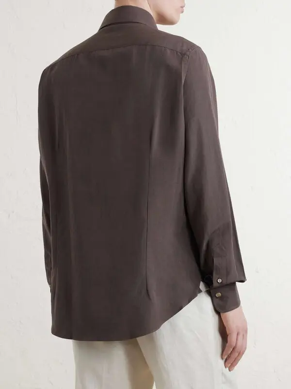 Eleventy Lyocell, Linen And Cotton-blend Shirt