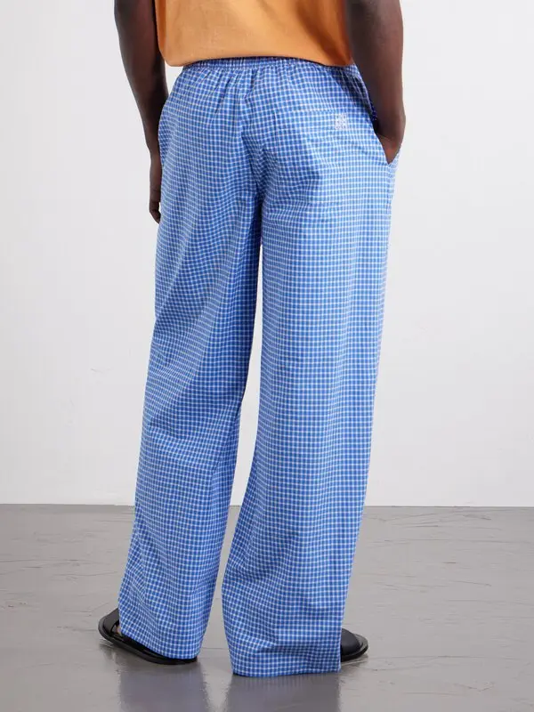 Loewe Checked Cotton Poplin Trousers - Blue