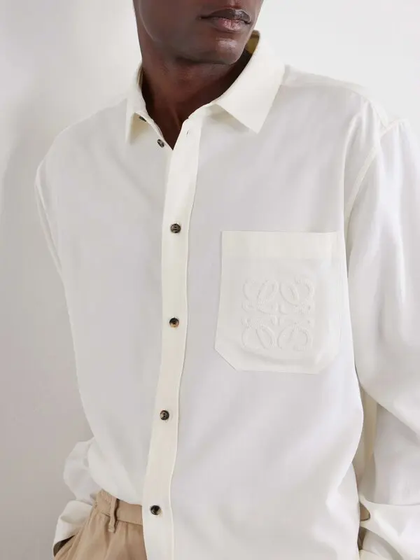 Loewe Paula's Ibiza Anagram-embroidered Lyocell-poplin Shirt - Ivory