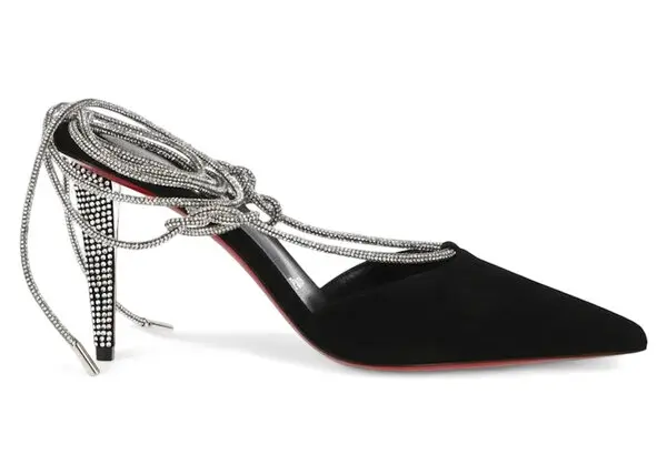 CHRISTIAN LOUBOUTIN Astrid Lace Strass Pointed Toe Pumps - Black