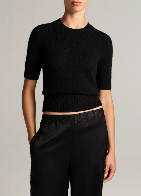 Vince Wool-cashmere High-rib Short-sleeve Sweater