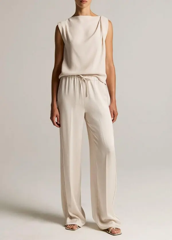 Vince Mid-rise Shine Crepe Pull-on Pant - Blush Cloud