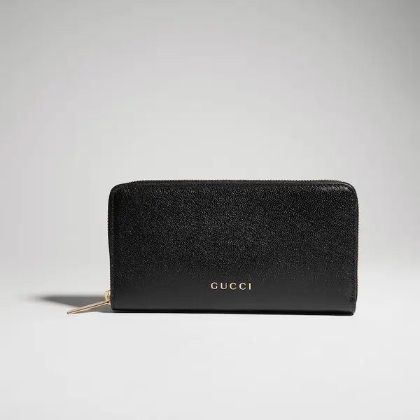 Gucci Zip Around Wallet With Lettering Leather