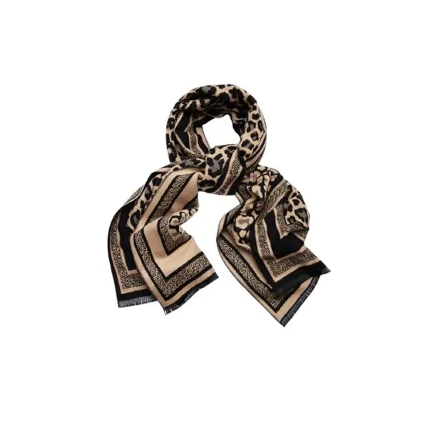 Saachi Reversible Leopard Pattern Wheat Scarf