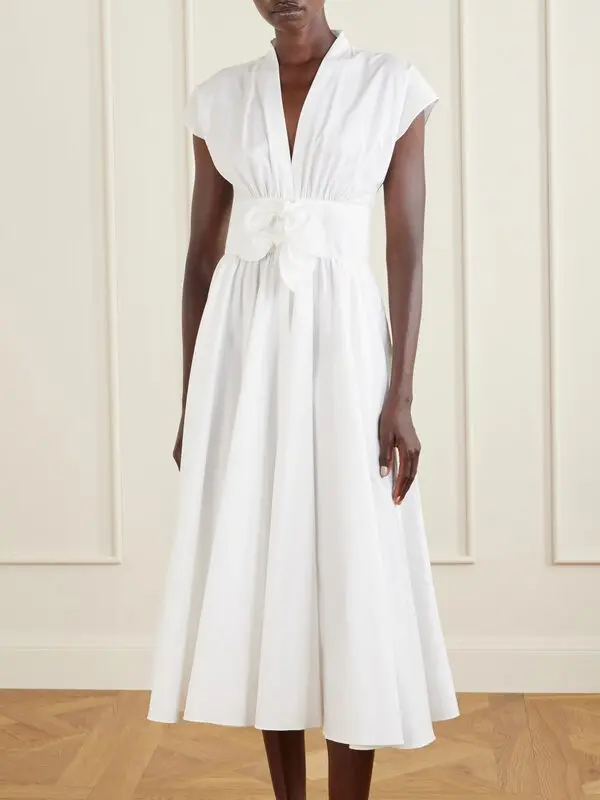 Alaïa Belted Cotton-poplin Midi Dress
