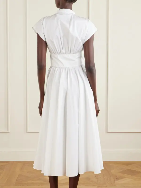 Alaïa Belted Cotton-poplin Midi Dress