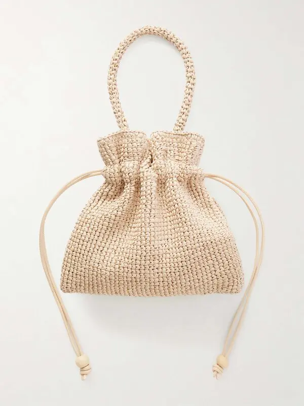 LOEFFLER RANDALL Kylie Woven Raffia Pouch - Neutral