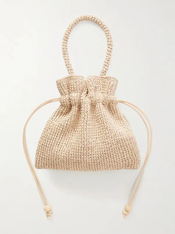 LOEFFLER RANDALL Kylie Woven Raffia Pouch - Neutrals