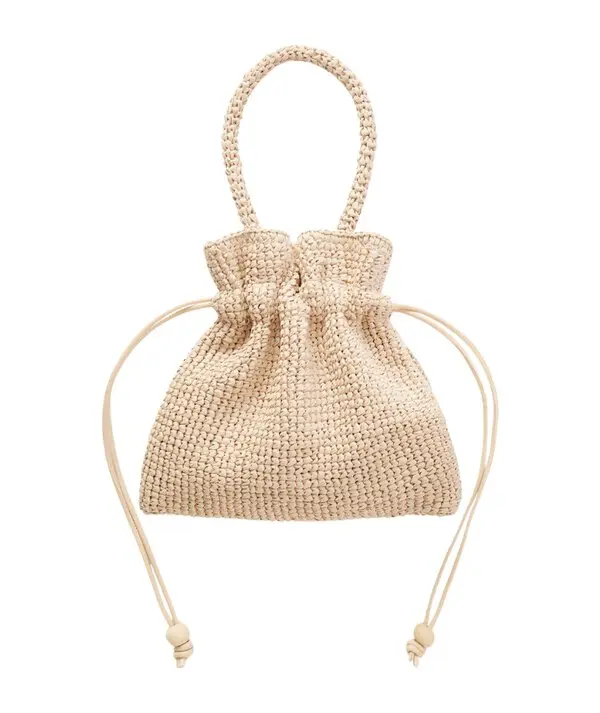 LOEFFLER RANDALL Kylie Woven Raffia Pouch - Neutrals