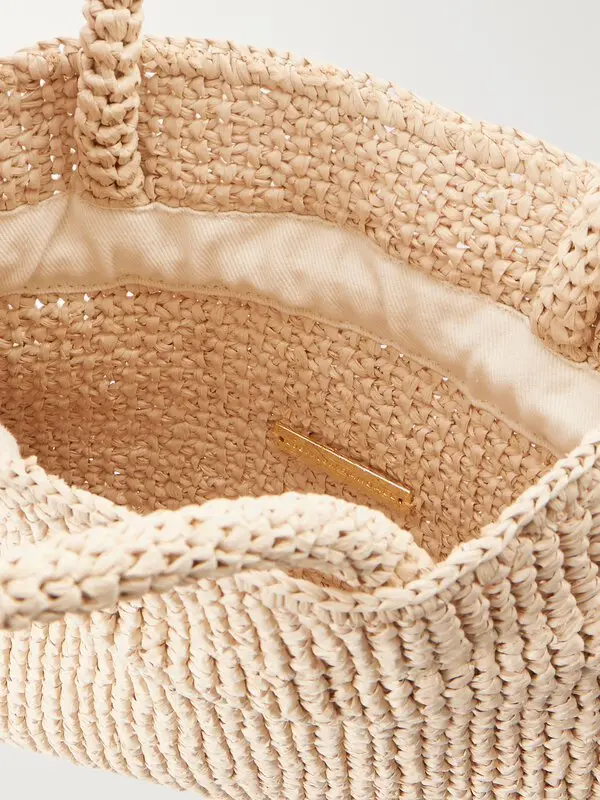 LOEFFLER RANDALL Kylie Woven Raffia Pouch - Neutrals